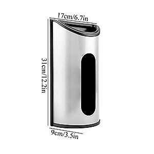 Kitchen Grocery Bag Holder,Plastic Bag Holder and Dispenser for Plastic Bags - Easy Wall Mount Bag Saver - Stainless steel + Plastic