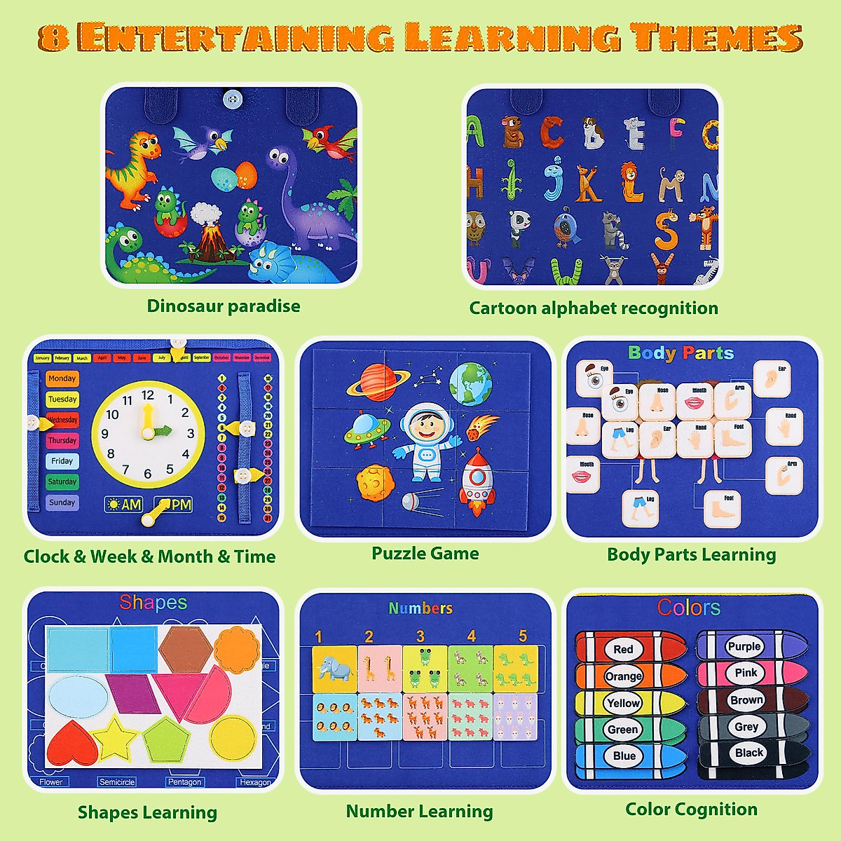 LANNEY Toddler Busy Board Montessori Toys for 1 2 3 4 Year Old, Busy Book for Toddlers Sensory Board Educational Activities Learning Fine Motor Skills, Travel Toys Boys and Girls Gifts