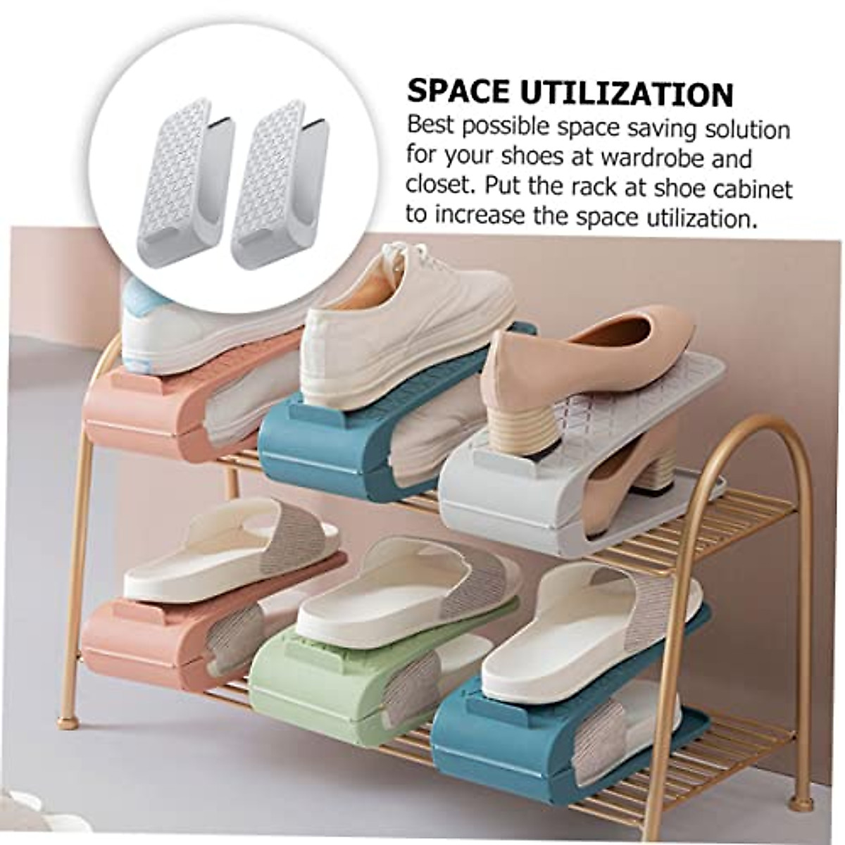 Zerodeko 6 pcs Slot Display Racks for Home Holder Use Adjustable Slots Storage Slipper Shoes Organizers Organizer Rack Holders Organization Height Double Saver Space with High Sneaker Shop