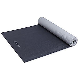 Gaiam Athletic Yoga Series dynaMAT Xtra-Wide Mat, Black/Gray, 5mm