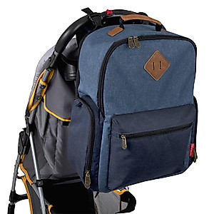 Fisher-Price Multi-Pocket Multifunction Baby Essentials Travel Diaper Bag Backpack with Matching Changing Pad, Insulated Bottle Pocket, Wipes Case and Stroller Straps in Large Unisex Blue River