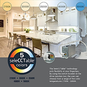 HALO 6 inch Recessed LED Ceiling & Shower Disc Light – Canless Ultra Thin Downlight – 5 CCT Selectable - White - 6 Pack