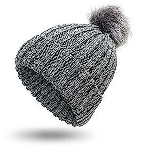 Women Beanie Hats Winter Gloves, Soft Knit Warm Hat and Gloves Sets, Lady Earmuffs Cap,Beanie Hats for Women Young Girls (one Size, Dark Gray (hat & Gloves))