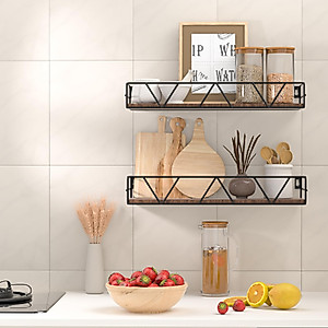 Amaoot Floating Shelves Set of 3, Home Wood Wall Shelf, Farmhouse Shelf for Bedroom, Wall Mounted Floating Shelf for Living Room, Bedroom, Bathroom, Kitchen, Office (Black)