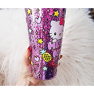 Silver Buffalo Sanrio Hello Kitty Rainbow Confetti Carnival Cup with Lid and Straw | 32 Ounces