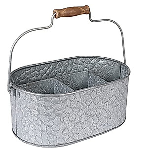 Galvanized bucket,Utensil Caddy,Tin ware décor,Utensils caddy,Picnic utensil holder caddy,Cutlery Caddy,Flatware caddy,Galvanized Utensil caddy,Galvanized Storage bins,Outdoor utensil -Natural