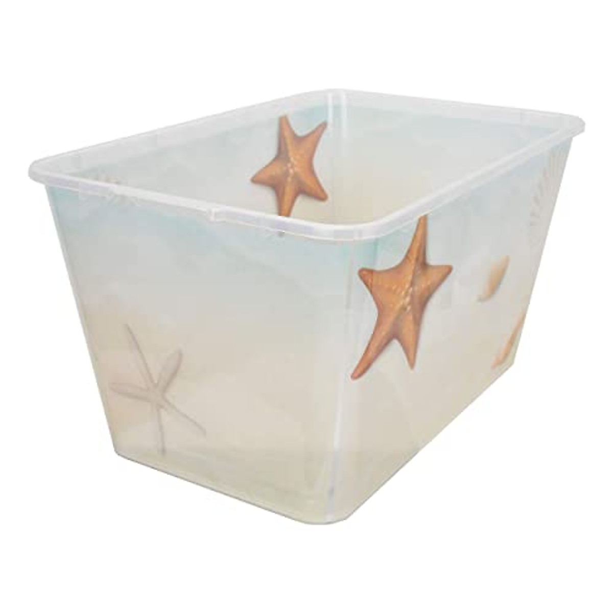 SIMPLYKLEEN 14.5-gal. Reusable Stacking Plastic Storage Containers with Lids, Seaside Beach (Pack of 4) Made in the USA