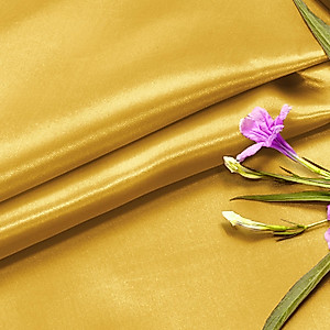P Pothuiny 60 Inch Wide Gold Satin Fabric by The Yard, Silky Charmeuse Satin Fabric for Bridal Wedding Dress Decor DIY Apparel Crafts, 1 Yard