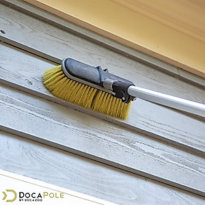 DOCA Floor Scrub Brush with Long Handle - 7-30 Ft Extension Pole (36+ Ft Reach) - Outdoor Broom - Car Wash Brush with Long Handle Also for House Siding, Deck, Patio & More