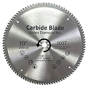 VORTEX DIAMOND VAB 10 Inch 100 Teeth TCT Non-Ferrous Metal Circular Saw Blade with 5/8" Arbor (10 Inch 100 Teeth)