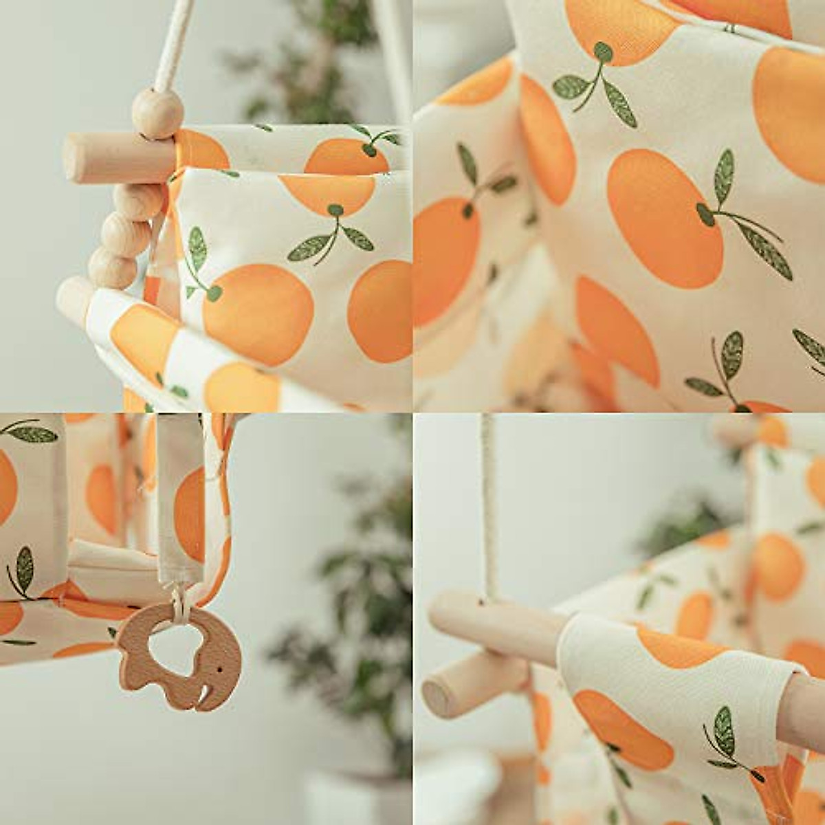 Canvas Baby Swing Seat Chair Indoor Outdoor Hanging Swing Seat for Baby with Soft Cushion/Safety Belt/Mounting Hardware,Orange