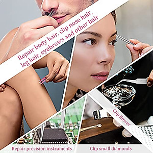 10 Pieces Eyelash Extension Tweezers Stainless Steel Curved Tweezers Volume Eyelash Tweezers Eyelash Isolation Tweezers Eyelash Application Tools for Eyelash Accessories, Silver, Rose Red, 5 Styles