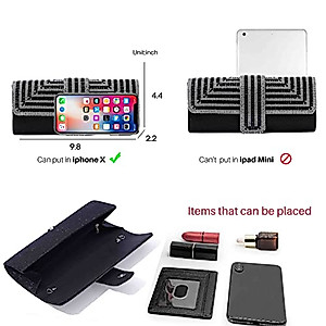 Yokawe Women's Clutch Purse Sparkly Rhinestone Evening Bag Bridal Wedding Prom Party Handbag (Black)