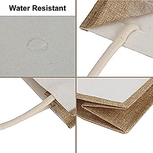 TOPTIE 6 PCS Cotton Canvas Tote Bags with Burlap Sides, Reusable Grocery Shopping Bag Gift Bag