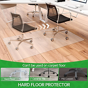 100pointONE Large Chair Mat for Hardwood Floors - 53 x 45 Inches Heavy Duty Large Office Floor Mats for Computer Desk, Easy Glide Floor Protection Mats for Rolling Chairs (45'' x 53'' with Lip)