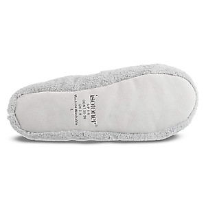Isotoner Women's 2 Pack Mictroterry Ballerina Slipper with a Satin Bow, Plush Lining and Suede Sole, Periwinkle Quilted/Ash Solid, 9.5-10.5