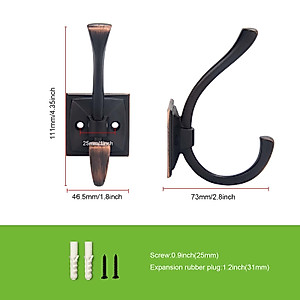 TUNNY 5 Pack Antique Design Wall Hanging Coat Hook - Oil-Rubbed Bronze Coat Hook Towel Hook Suitable for Entry Shoe Cabinet, Wardrobe Bathroom Bedroom Furniture Hardware