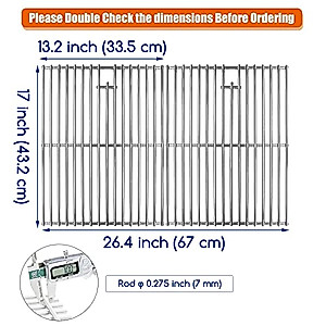 Utheer 17 inch Cooking Grates for Home Depot Nexgrill 720-0830H, 720-0830D, 720-0783E, 720-0783C, Grill Replacement Parts for Uniflame, Kenmore Gas Grills, Stainless Steel Cooking Grids, 2 Pack