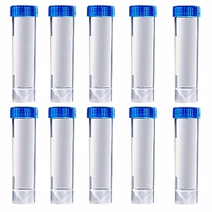 50 Pcs 50 ML Centrifuge Tubes ABuff Plastic Test Tubes with Blue Screw Caps, Clear Plastic 50ml Test Tube with Conical Bottom, Self Standing Leak-Proof PRP Tubes for Cold Storage