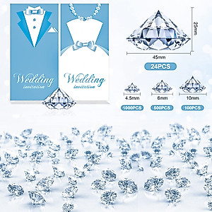 1624 Piece Diamond Place Card Holders Decorations includes 24 Pieces Acrylic table Number Holders for Wedding and 1600 Pieces Crystal Confetti Clear Diamond for Party Weddings