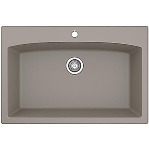 Karran QT-712 Drop-In Quartz Composite 33 in. 1-Hole Single Bowl Kitchen Sink in White