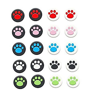 Cat Paw Thumb Stick Grip Cap Joystick Cover for Sony PS5 PS4 PS3 Slim PS2 Xbox 360 Xbox One Series X S Elite Switch Pro Thumbstick (White Pink)