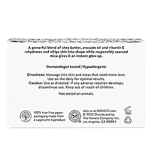 The Honest Company Honest Mama Glow On Body Cream | Hydrates, Firms, + Tightens Skin | Shea Butter, Avocado Oil, Vitamin E | 6 oz