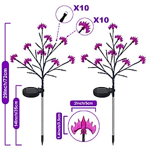 2 Packs 40LEDs Solar Halloween Bat Stake Lights, 2 Modes Purple Halloween Bat Lights for Outdoor Halloween Decorations, Waterproof Solar Halloween Lights Stakes for Garden Yard Pathway Walkway