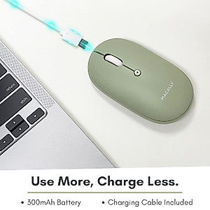 Macally Wireless Bluetooth Mouse - Strong Connection - Quiet, Comfortable, Rechargeable Mouse for MacBook Air/Pro, Mac, iMac, Apple iPad - Wireless Mouse for Laptop, Windows PC Desktop