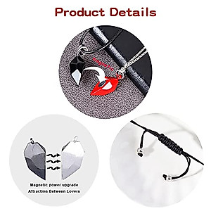 Long tiantian 4Pcs Couple Necklace Bracelet Set Matching Bracelets for Couples Matching Necklaces for Bf and Gf Couple Presentfor Her friend Necklace for Him Valentine's Day Present(Style I)