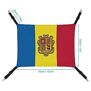 Andorra Flag Pet Hammock Bed Guinea Pig Cage Hammock Small Animal Hanging Bed for Ferret, Chinchilla, Puppy and Other Small Animals