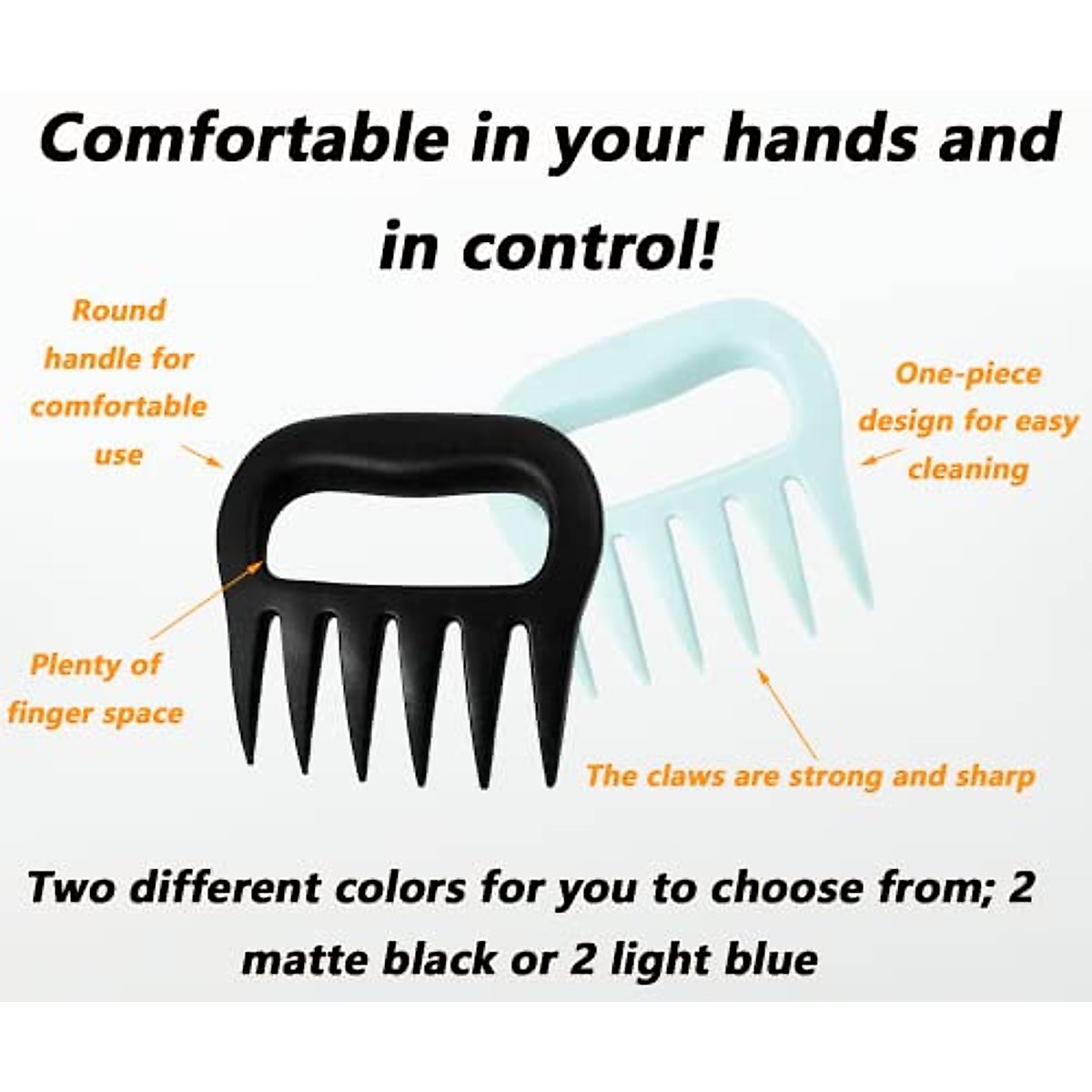 Meat Claws for Shredding，BBQ Meat Shredder Claws,Meat Claws for Shredding Pulled Pork, Chicken, Turkey, and Beef- Handling & Carving Food，Easily Lift, Handle, Shred, and Cut Meats (light blue)