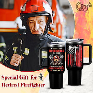 NIAXAUYT Retired Firefighter Gifts for Men Women, Retired Fireman Stainless Steel Tumbler Cup 40 oz, Retirement Birthday Gifts for Fireman, Being A Retired Firefighter is An Honor Insulated Mug