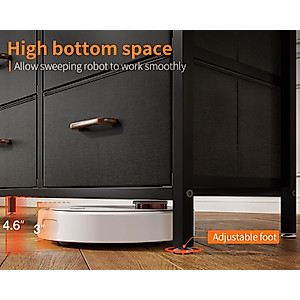 AODK Dresser with Charging Station, 40-Inch Long Dresser for Bedroom with 6 Large Fabric Drawers, Dresser TV Stand with Open Shelves for 50 Inch TV, Black