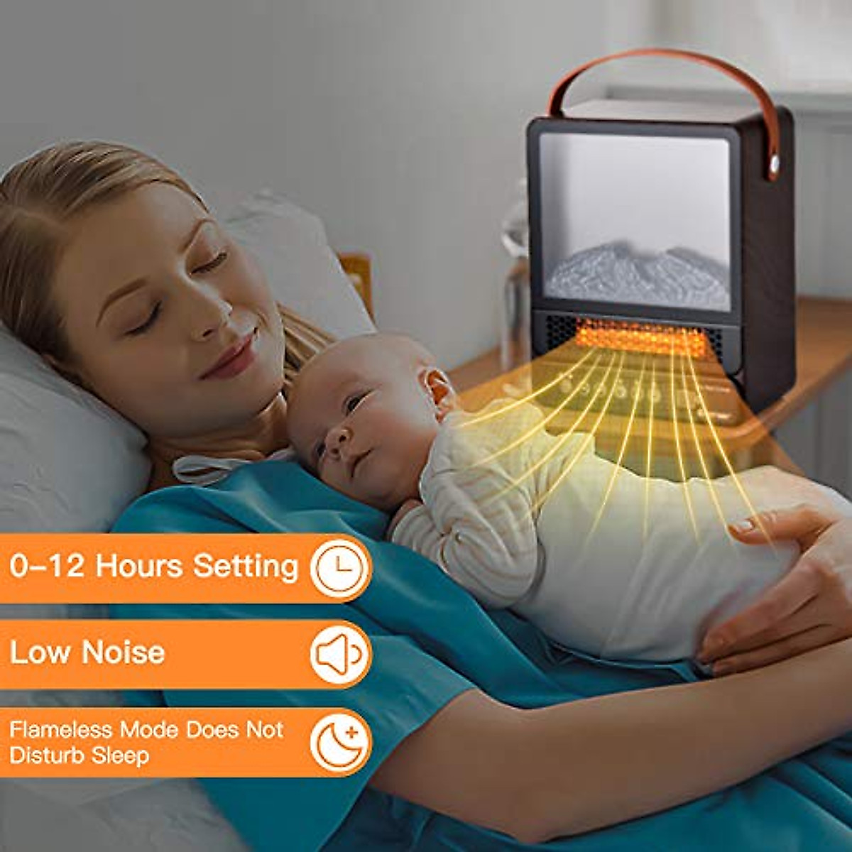 Tangkula 14.5" Mini Portable Electric Fireplace, 750W/1500W Tabletop Stove Heater with 3D Flame & Remote Control, Electric Fireplace Heater with Overheat Protection,12H Timer (Walnut)