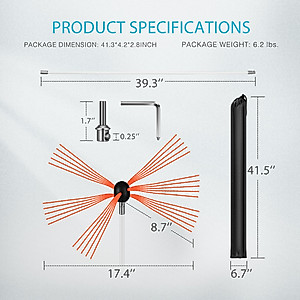VIVOHOME 39.3 FT Chimney Sweep Cleaning Brush Tool Kit Rotary with 12 Reinforced Nylon Flexible Rods Snap Locking 45 Degree Angle Driven by Drill for Fireplace Flue Home Use