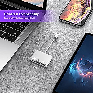 RayCue USB C to Micro SD TF Memory Card Reader, 3-in-1 USB Camera Card Reader Adapter Compatible with iPhone 15,iPad Pro, MacBook Pro/Air, Chromebook XPS, Galaxy S10/S9 and More USB C Devices