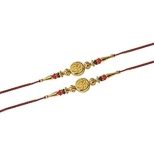TheNext7 OM Rakhi for Brothers, Om Design Rakhi Thread Raksha Bandhan Gift for Your Brother Vary Color and Multi Design - Set of 2