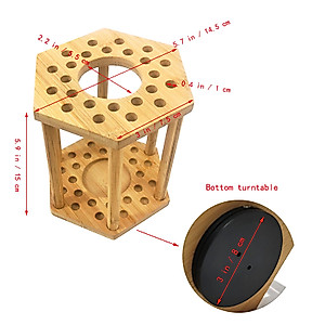 LITAITAI Rotating Paint Brush Holder 25 Holes Bamboo Display Drying Stand Artist Paint Brush Organizer Watercolor Brush Stand Rack Paint Brush Storage Art Supply Organizer(1pcs)