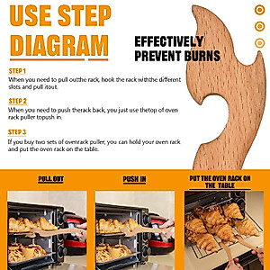 Shinelingee Oven Rack Puller, Wood Oven Rack Push Pull Tool, Prevent Scalding, Pull out Hot Racks Safely, Long Handle Toaster Oven Accessories,Suitable For Kitchen Oven, Toaster oven, Air fryer,etc(1)