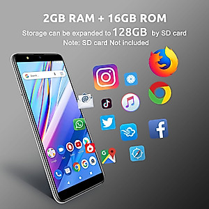 Xgody Unlocked Cell Phones V40, 6 Inch IPS Screen Smartphones, Android 10 OS Dual SIM Cheap Mobile Phone, Quad Core 2GB+16GB, Dual 5MP+5MP Camera, 3000mAh Battery, Face ID Smart Phone (Black)