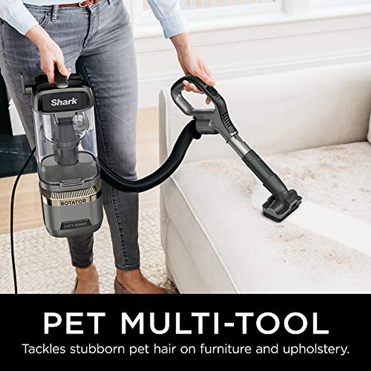 Shark LA502 Rotator Vacuum Vacuum with Self Brushroll Powerful Pet Hair Pickup and HEPA Filter, Lift-Away Upright w/Duo Clean, Silver