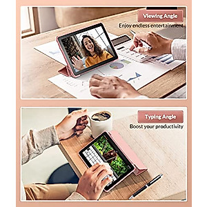 MoKo Case Fits All-New Kindle Fire HD 8 & 8 Plus Tablet (12th Generation-2024/2022 Release) 8", Soft TPU Frosted Colored Back Cover Multi-Angle Slim Smart Shell, Auto Wake/Sleep,Rose Gold