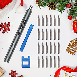 LOFICOPER Mini Electric Screwdriver, Precision Screwdriver Set, 28 in 1 Cordless Home Repair Tool Set with 24 Bits, Magnetizer, Type-C USB Charging Port, Black