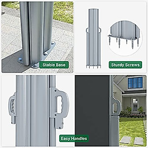 PATISOL 236"x71" Retractable Side Awning Full Aluminum Patio Outdoor Privacy Divider, Water & UV Resistant, Folding Sun Shade Privacy Wind Screen for Garden, Pools, Backyard, Balcony (Dark Grey)