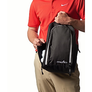 Athletico Golf Shoe Bag - Zippered Shoe Carrier Bags With Ventilation & Outside Pocket for Socks, Tees, etc. Perfect Storage (Black)