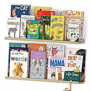 Wallniture Denver 36" Floating Shelves for Kids Room, Wood Nursery Shelves, Kids Room Shelves, Natural Photo Ledge for Nursery Room, Floating Book Shelves for Kids Room Set of 2