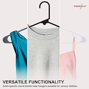 HOUSE DAY Plastic Hangers White 50 Pack Durable & Space Saving Clothes Hangers Bulk Suit & Coat Hangers with Non-Slip Hook Closet Hangers Lightweight Hangers for Clothing, Shirts, Pants, Dresses
