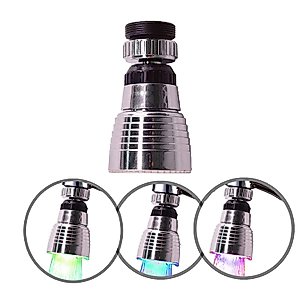 Swivel 3-Color Temperature Sensitive Gradient LED Water Faucet Light Water Stream Color Changing Faucet Sink Faucet for Kitchen and Bathroom
