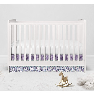 Bacati - Paisley Floral 100 Percent Cotton Percale Crib/Toddler Bed Ruffle/Skirt (Aqua/Lilac/Purple 3 Tier Layer)
